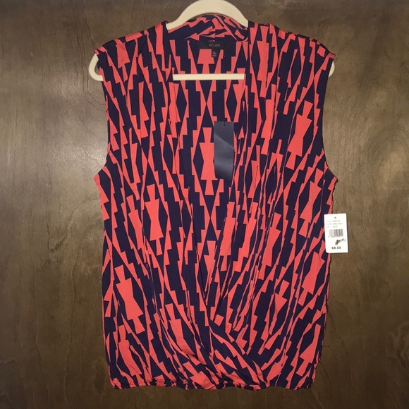 Eclair | Tops | Eclair Coral Navy Tribal Geometric Open Front Top ...